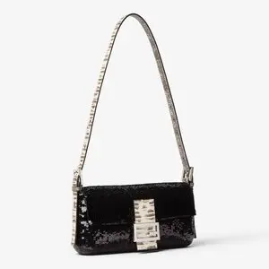 Fendi Baguette® 26424 Black Organza And Sequin Bag